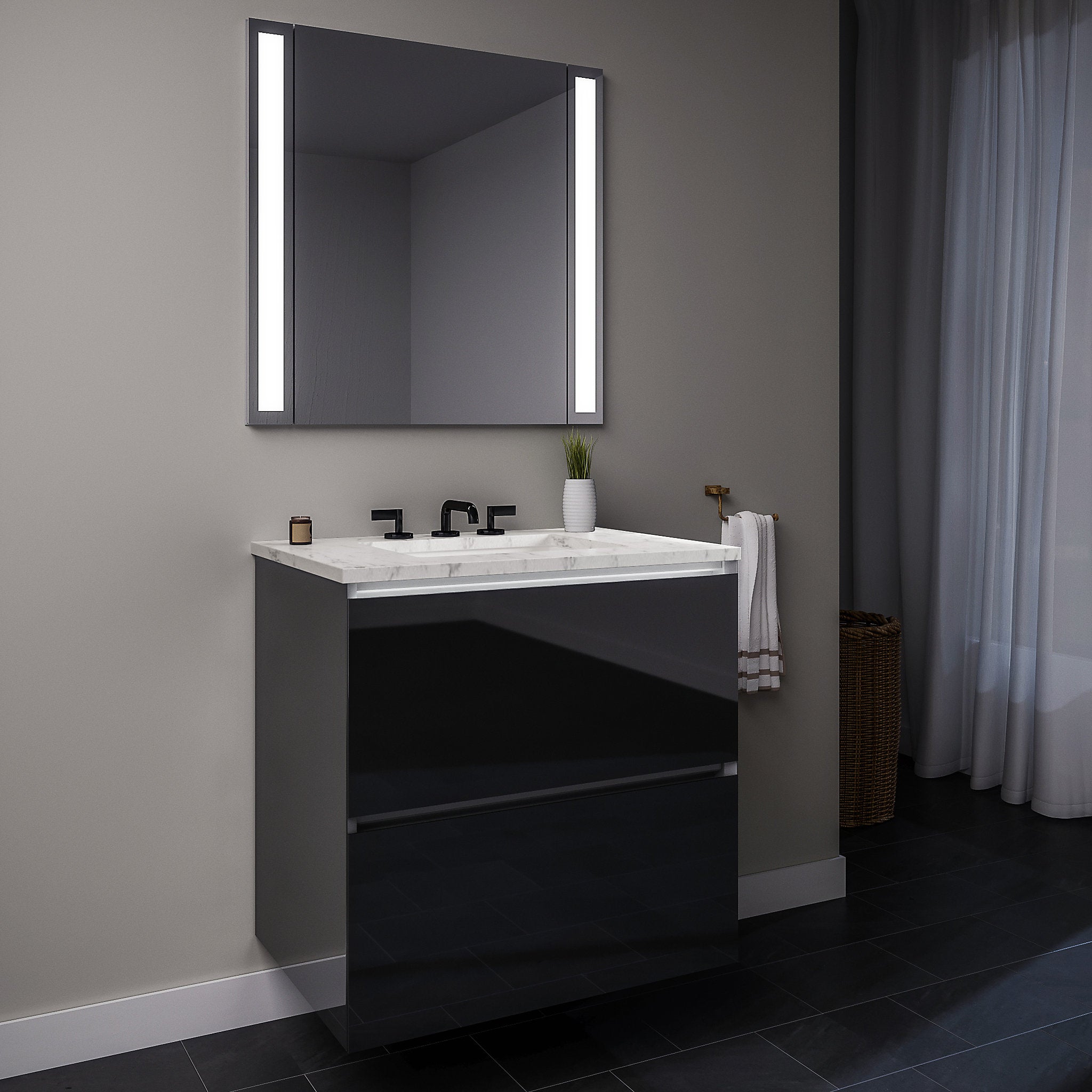 robern 24119400TB00002 Curated Cartesian Vanity, 24" x 15" x 21", Two ...